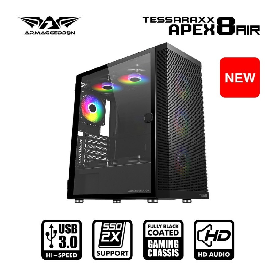 ARMAGGEDDON TESSARAXX APEX 8 AIR E-ATX CASING PC GAMING FULL ATX RGB