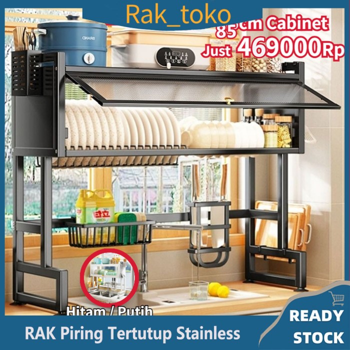 RAK PIRING TERTUTUP RAK PIRING WASTAFEL WITH COVER STAINLESS STEEL - 75CM FULL 1S