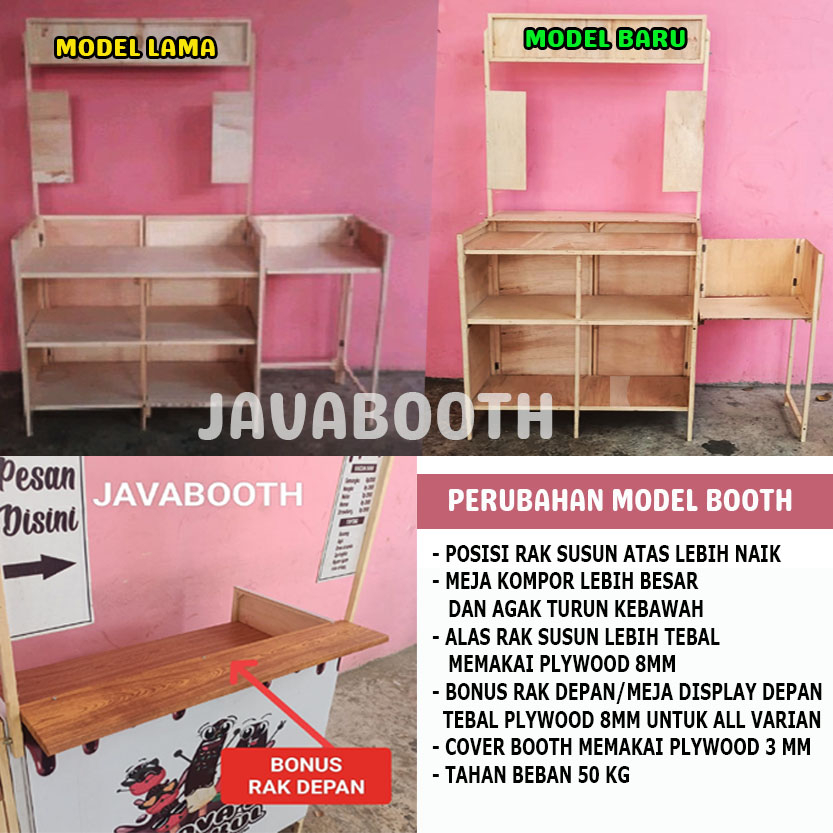 BOOTH PORTABLE KAYU JUMBO MODEL LIPAT BONUS RAK DEPAN / RAK DISPLAY
