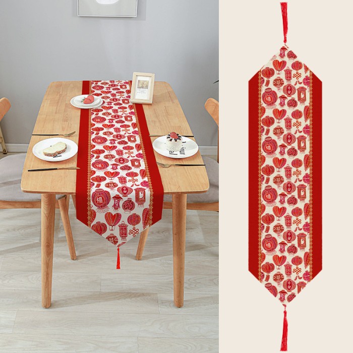 IMLEK TAPLAK MEJA DEKORATIF TAHUN BARU HIASAN CNY MEJA TABLE RUNNER - 2 ...