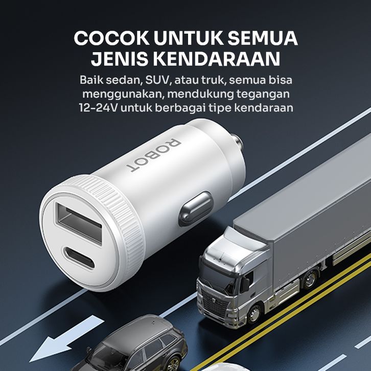Colokan Charger Car Robot 3.1A Dual Port Output Ganda With Type C ...