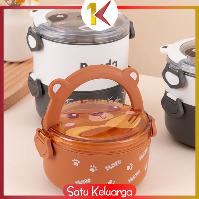 KOTAK MAKAN SK-C690 TEMPAT MAKAN LUNCH BOX SET BULAT 2 TINGKAT MOTIF ...