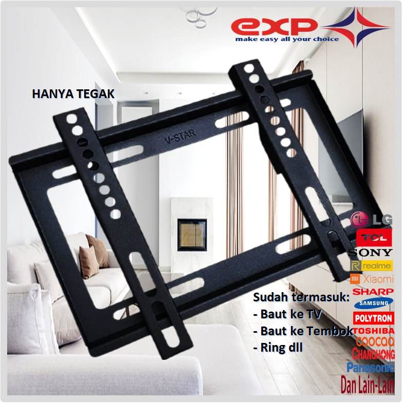GARANSI COCOK BRACKET TV LED 17" S/D 43" UNIVERSAL BISA NUNDUK 43 42 40 ...