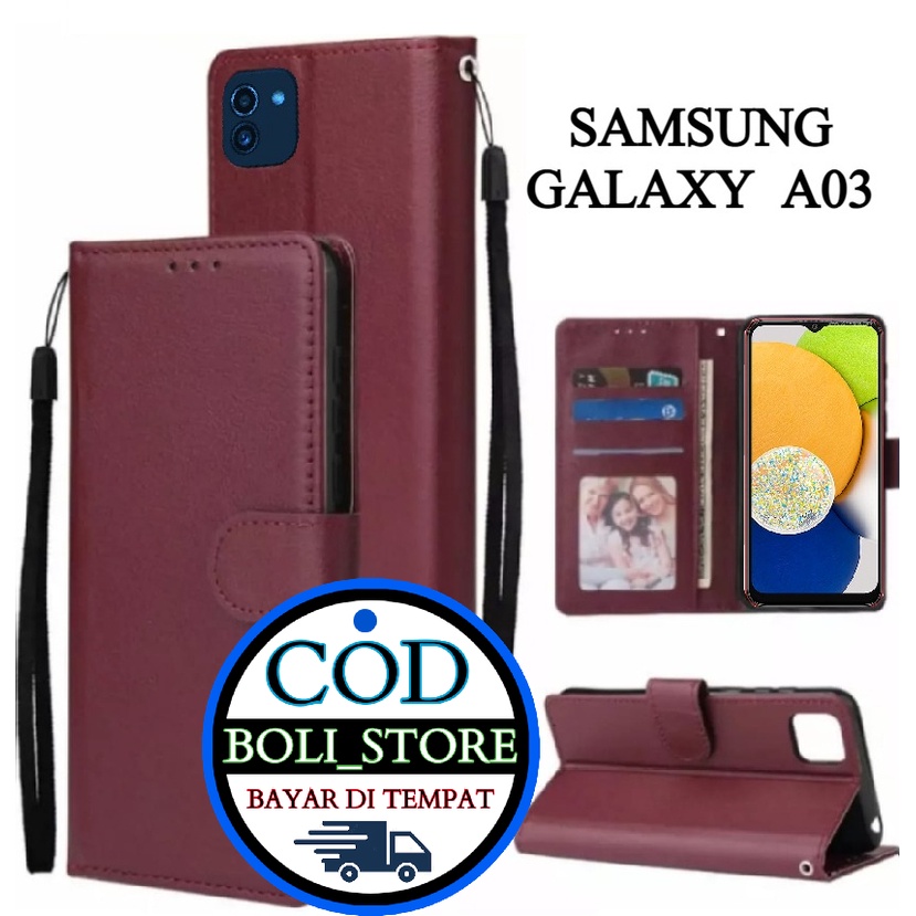 CASE FLIP CASE KULIT FOR SAMSUNG GALAXY A03 - CASING DOMPET-FLIP COVER ...