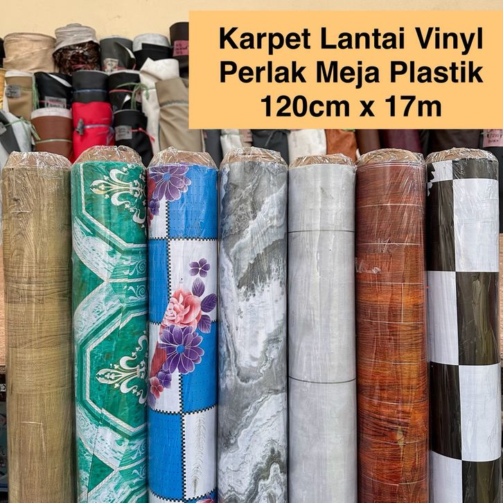 Karpet Lantai Plastik Vinyl 120cm x 17m Perlak Alas Taplak Meja Roll ...