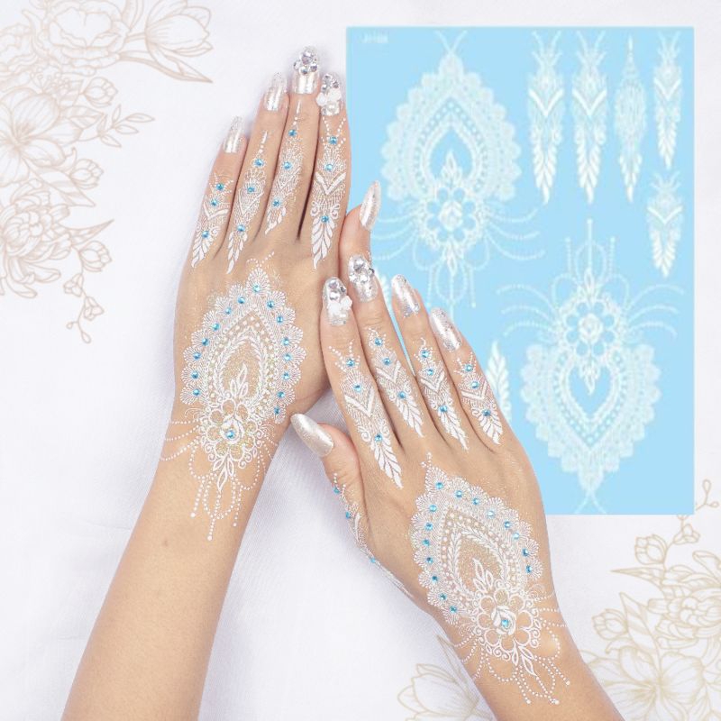 NEW MOTIP HENA STIKER HENNA INSTAN 1 SET HENA PENGANTIN TEMPEL / FREE ...
