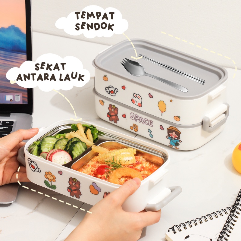 ES KOTAK MAKAN TAHAN SUHU TEMPAT MAKAN LUNCH BOX ANTI KARAT WARNA PUTIH ...