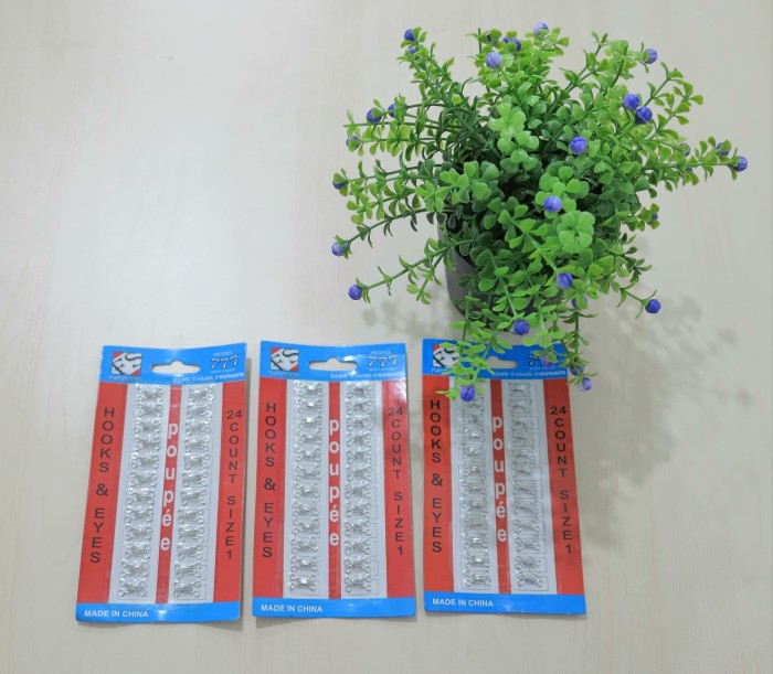 KANCING KAIT MERK FS SIZE 1 - KAIT BRA - KAIT BAJU - HOOKS & EYES - NO ...