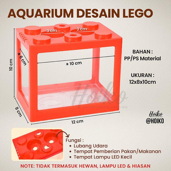 Soliter Susun Akrilik Tank Aquarium Mini Lego Tempat Akuarium Kecil ...