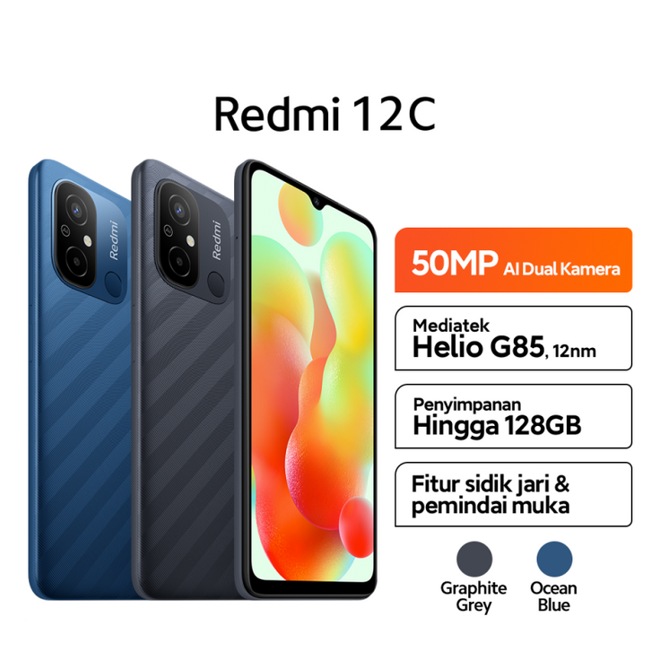 Produk Terbaru Termurah!! Xiaomi Redmi 12C Ram 4Gb Rom 64Gb Garansi!!