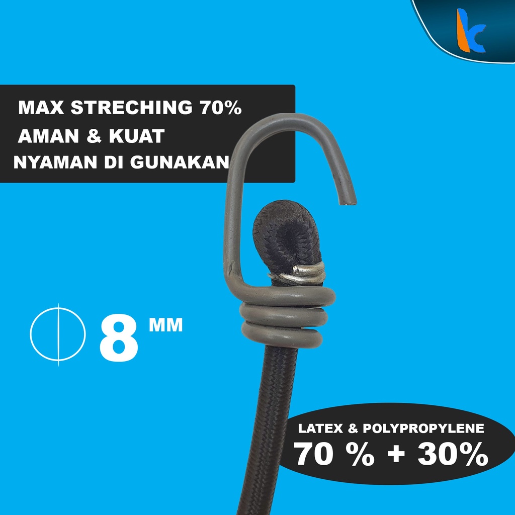 TALI KARET PENGIKAT BARANG / TALI BAGASI BOX MOTOR HQ POLOS SERBAGUNA ...