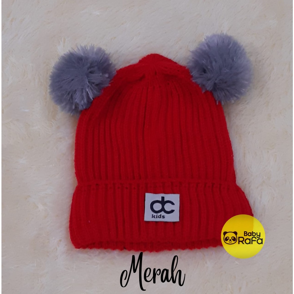 Topi Rajut Kupluk Bayi Pom Pom Premium / Topi Bayi Pom Pom Anak Laki ...