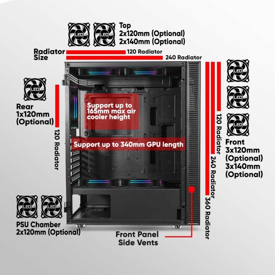 ARMAGGEDDON TESSARAXX APEX 8 AIR E-ATX CASING PC GAMING FULL ATX RGB
