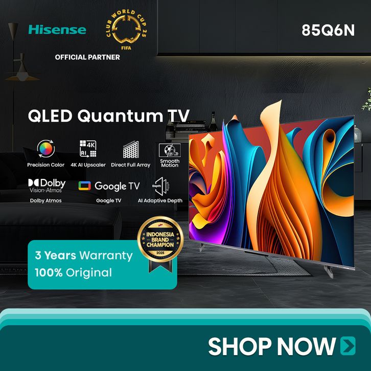 Hisense TV Google 4K 85Q6N QLED - UHD - Dolby Vision Atmos