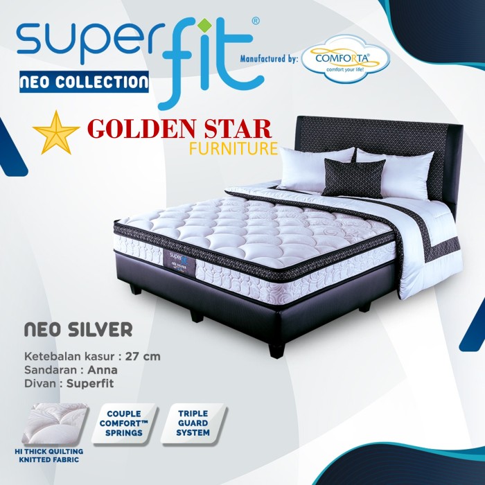 SUPERFIT SILVER COMFORTA SPRING BED SET / KASUR MATRAS 120/160/180 - KASUR UK 120