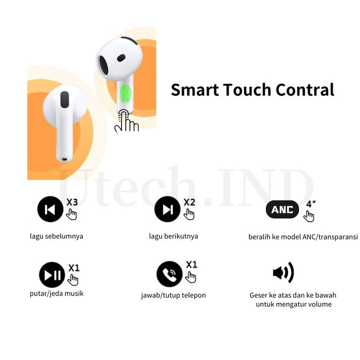 Utech TWS Pods Gen4 Earphone Bluetooth Headset Bluetooth Ori with free ...