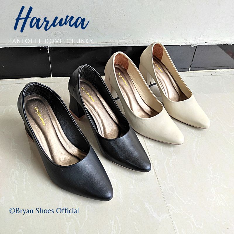 SEPATU HAK WANITA SIMPLE BRYAN HARUNA JUMBO PANTOFEL HEELS DOVE POLOS ...