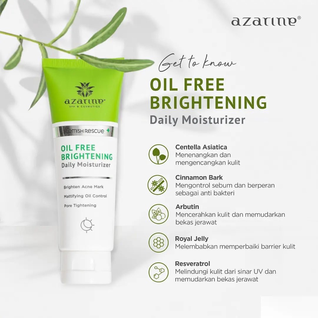AZARINE OIL FREE BRIGHTENING DAILY MOISTURIZER 40ML - ANTI ACNE