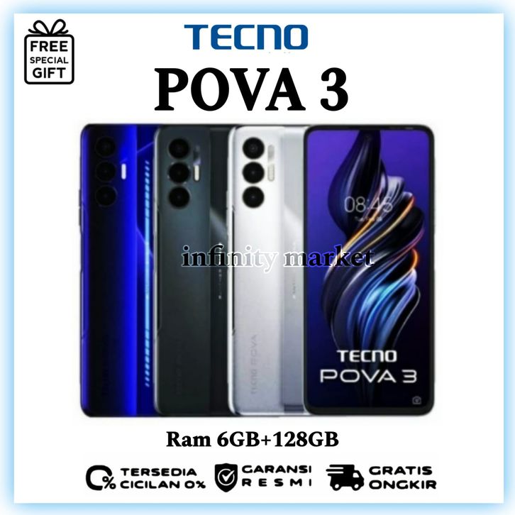 HP Tecno Pova 3 6/128GB Resmi | Ready Siap Kirim (2nd/baru) pova 4 pova ...