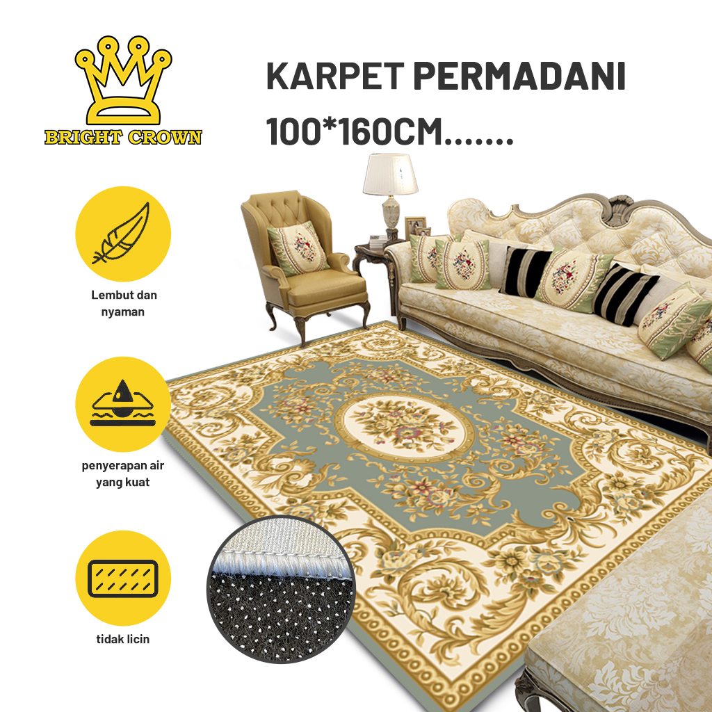 BRIGHT CROWN KARPET LANTAI EROPA PREMIUM 100X160CM GAYA EROPA BAHAN ...