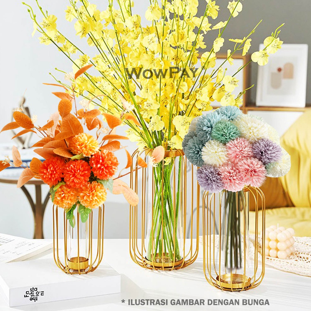 VAS BUNGA DEKORASI EUCALYPTUS DANDELION POMPOM PEONY ROSE FLOWER VASE ...