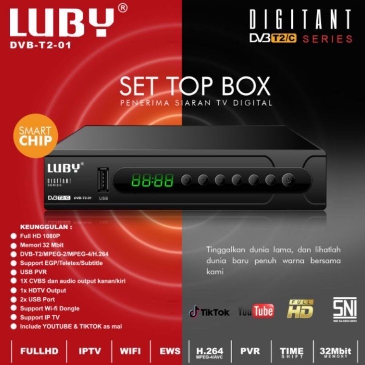 SET T0P BOX LUBY RECEIVER TV STB DIGITAL DVBT2-01 FULL HD SNI ORIGINAL