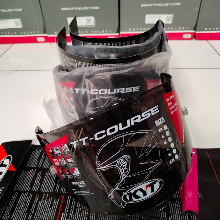 VISOR KYT TT COURSE FLAT PIN LOCK BIG DARK SMOKE