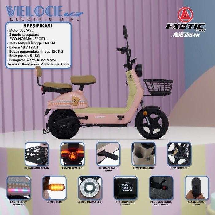 FLASH SALE Sepeda Listrik Exotic Veloce V3 E Bike 500 Watt Exotic ...