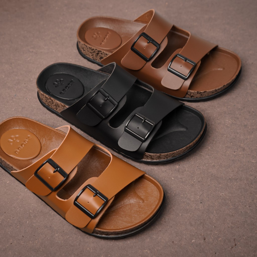 Sandal pria casual model ban dua Sandal Slide Kulit Sintesis Empuk ...