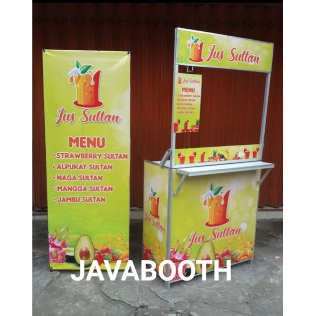 Booth Portable Gerobak Lipat Pakai Meja Display Alumunium