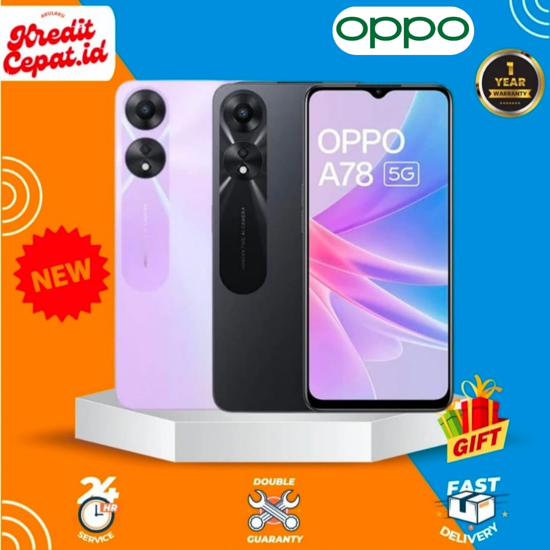 Free Ongkir Opp o A78 5G 8/128GB Garansi Resmi, Kredit Cepat.ID