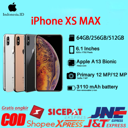 APPLE IPHONE XS MAX 64GB/256GB/512GB SECOND FULLSET ORIGINAL 100 PERSEN ...