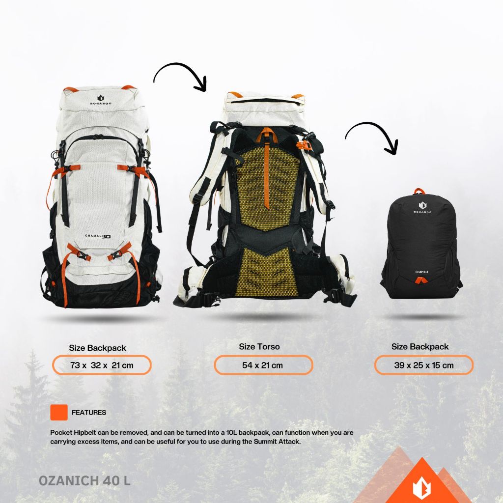 BOGABOO CHAMALI 50 Liter - Tas Gunung carrier Ultralight 50 L - Tas Keril BOGABOO Seri Chamali ...