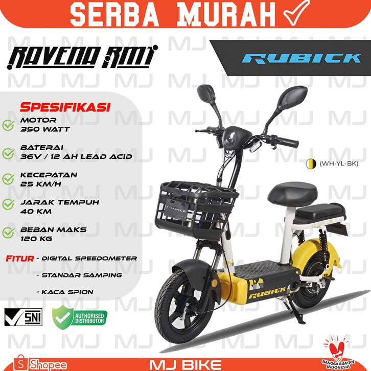 SEPEDA LISTRIK RUBICK RAVENA RM1 EBIKE GRANSI RESMI ORIGINAL