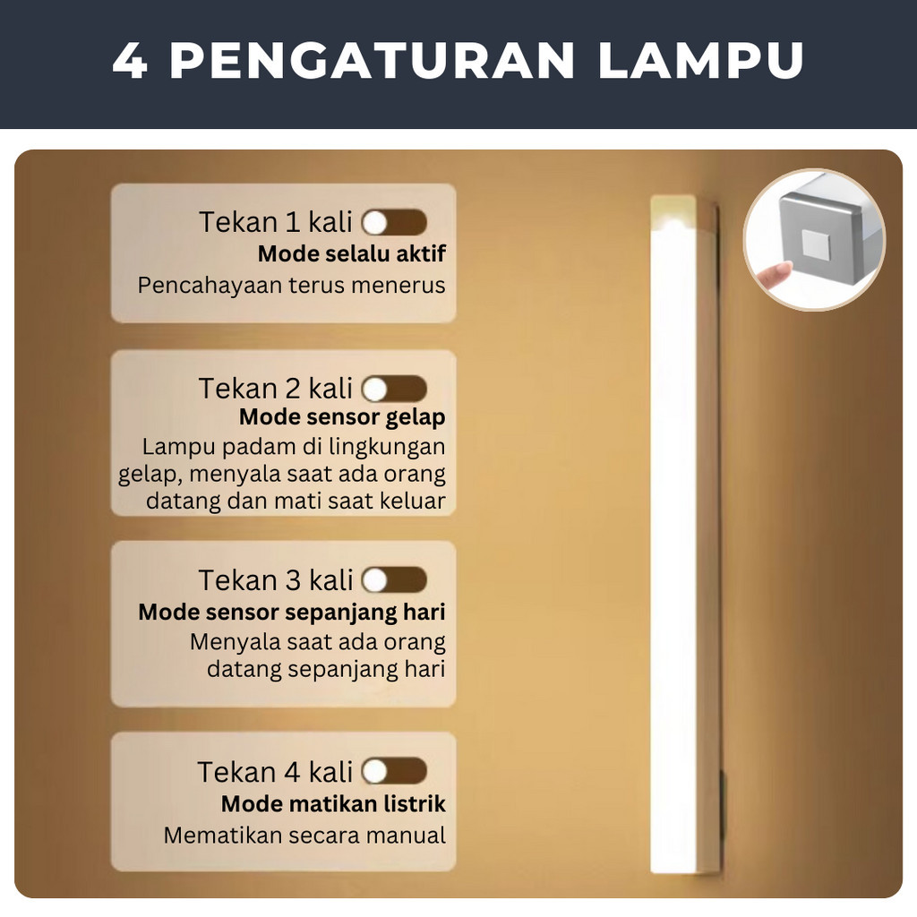 LAMPU SENSOR GERAK MAGNETIC MOTION SENSOR LAMPU STICK PANJANG LED/LAMPU ...