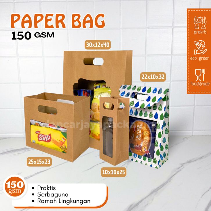 TERMURAH 5 PCS Paper Bag Mika Tas Kado Kertas Kraft Coklat Kantong ...