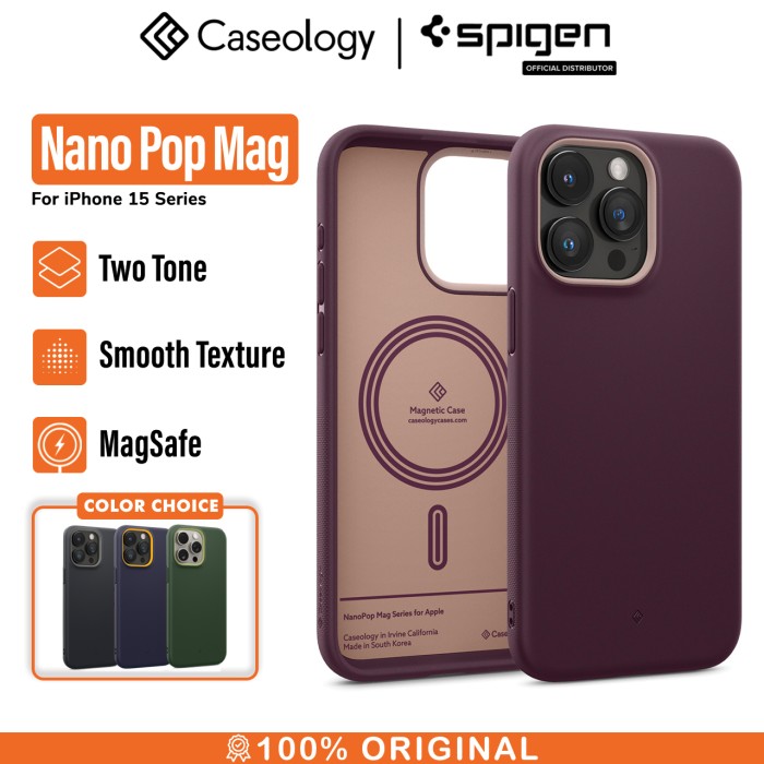 CASE IPHONE 15 PRO MAX PLUS CASEOLOGY BY SPIGEN NANO POP MAGSAFE MATTE - MAG BLUE, 15 PLUS