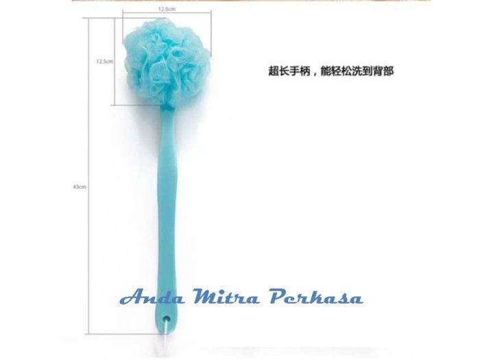 Long Bath Brush Sikat Penggosok Gagang Punggung Mandi Shower Spons - Merah