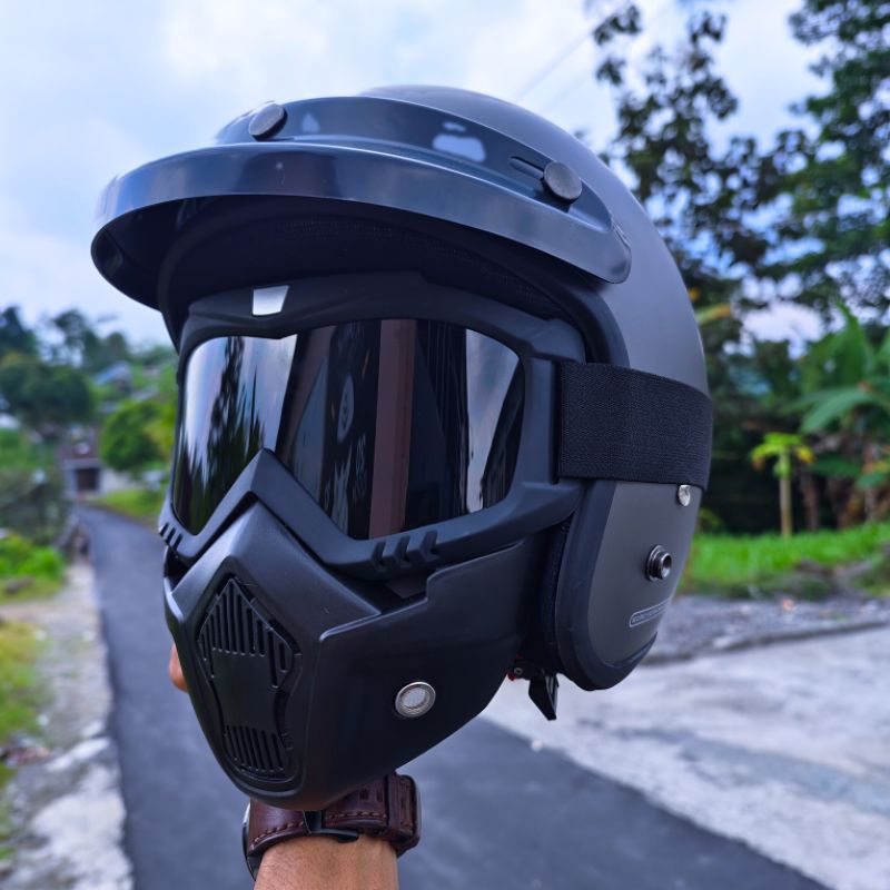 HELM BOGO KAIROS GOGLE MASK+TOPI PAKET GANTENG