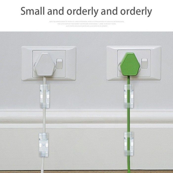 isi 20 Perapih Cable Clip Klem Kabel Tempel klip USB Charger lem 3m