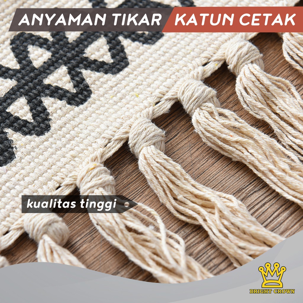 BRIGHT CROWN KESET KARPET KATUN TENUN LINEN BOHEMIAN / BOHEMIAN RUG MAT ...