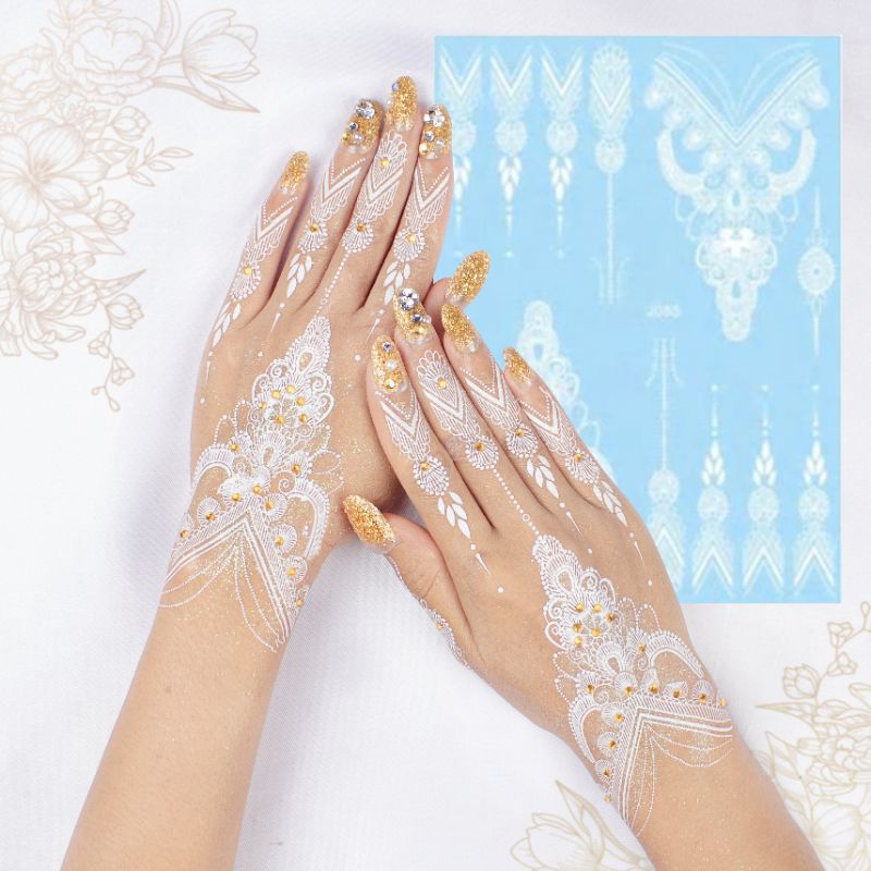 NEW MOTIP HENA STIKER HENNA INSTAN 1 SET HENA PENGANTIN TEMPEL / FREE ...