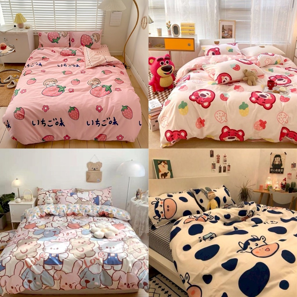 SPREI MOTIF ANAK AESTHETIC HOMEMADE || SPREI DINO BUAH STRAWBERRY SAPI ...