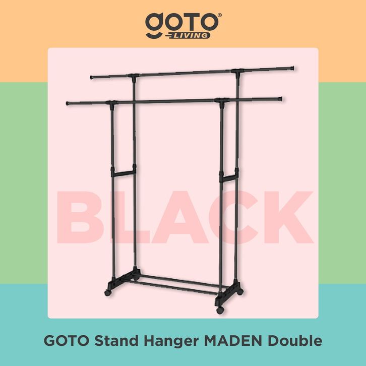 Stand Hanger Dengan 4 Roda Rak Serbaguna Black Original Asli Murah