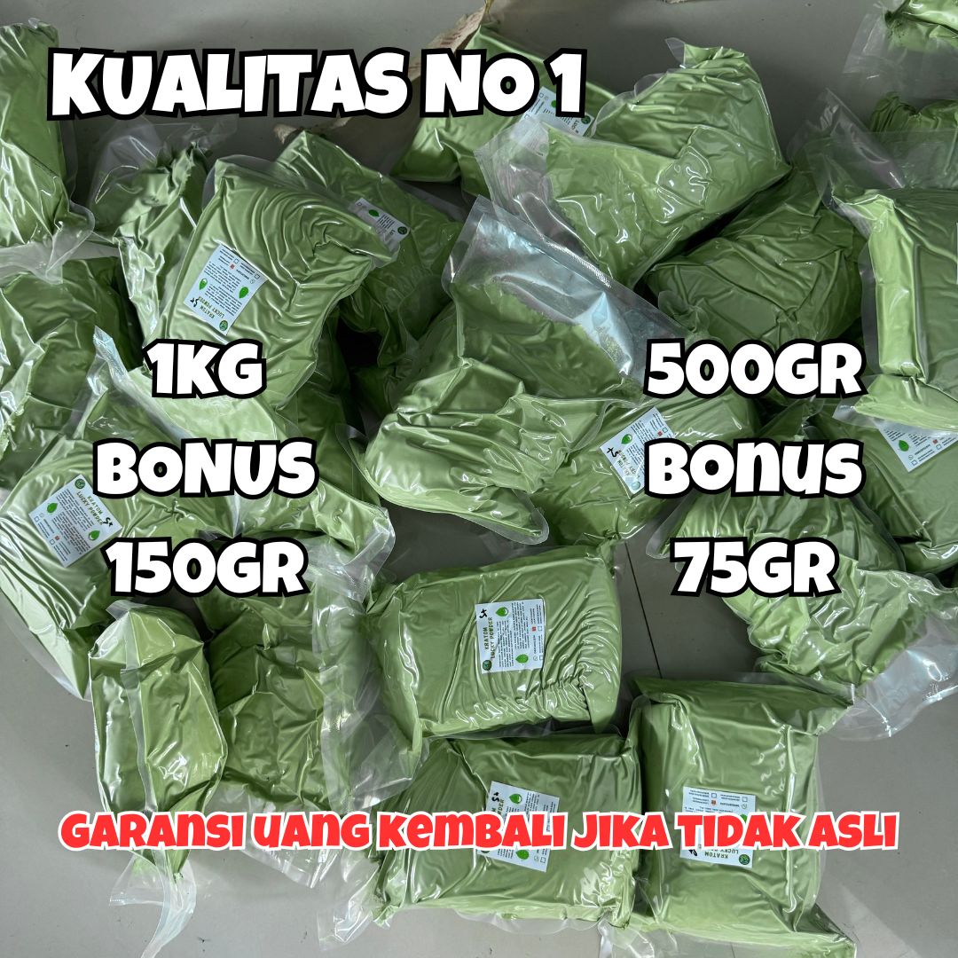 Kratom Super Green Bubuk Hijau Daun Puri Borneo Kratoom Asli Kalimantan
